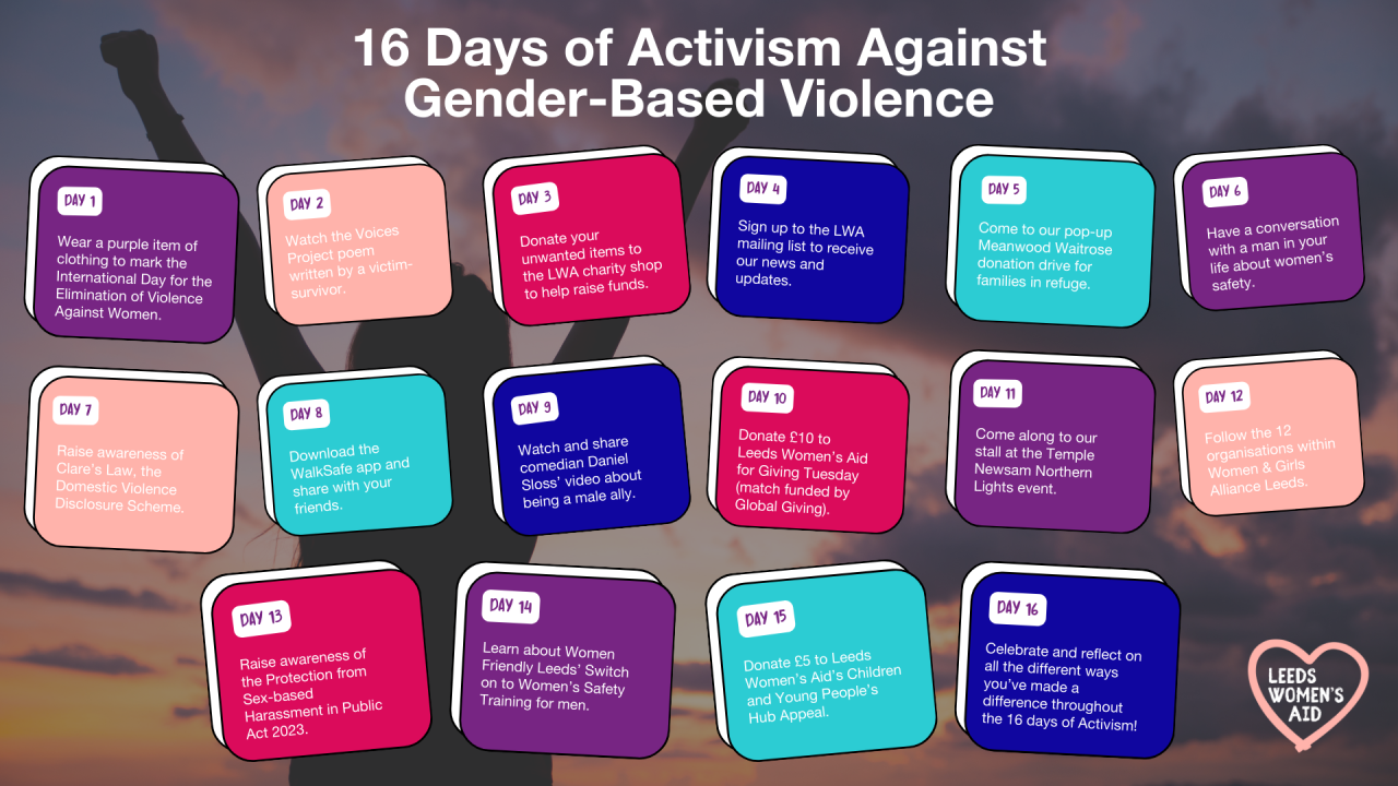 16 Days of Activism Against Gender-Based Violence - Leeds Womens Aid